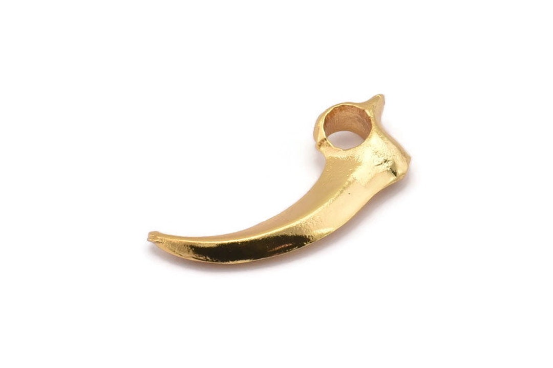 Gold Tiger Tooth, 2 Gold Plated Brass Tiger Tooth Necklace Pendants ...