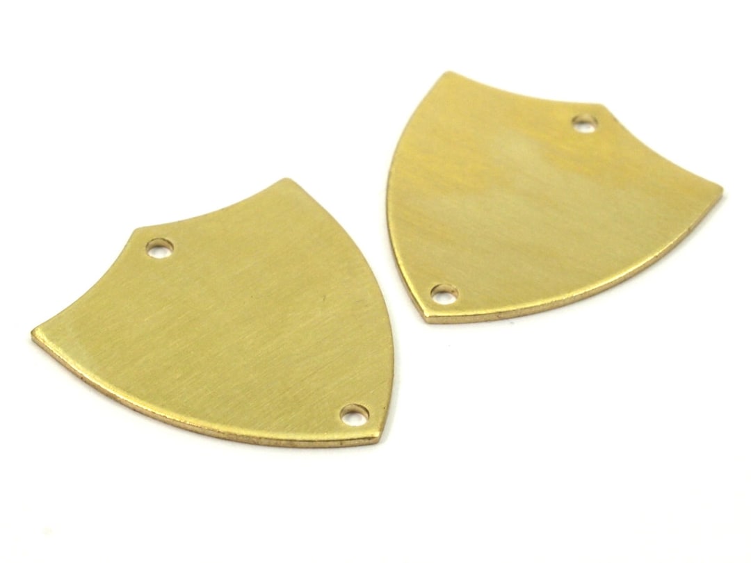 Brass Shield Blank, 10 Raw Brass Stamping Blank, Shield With 2 Holes ...