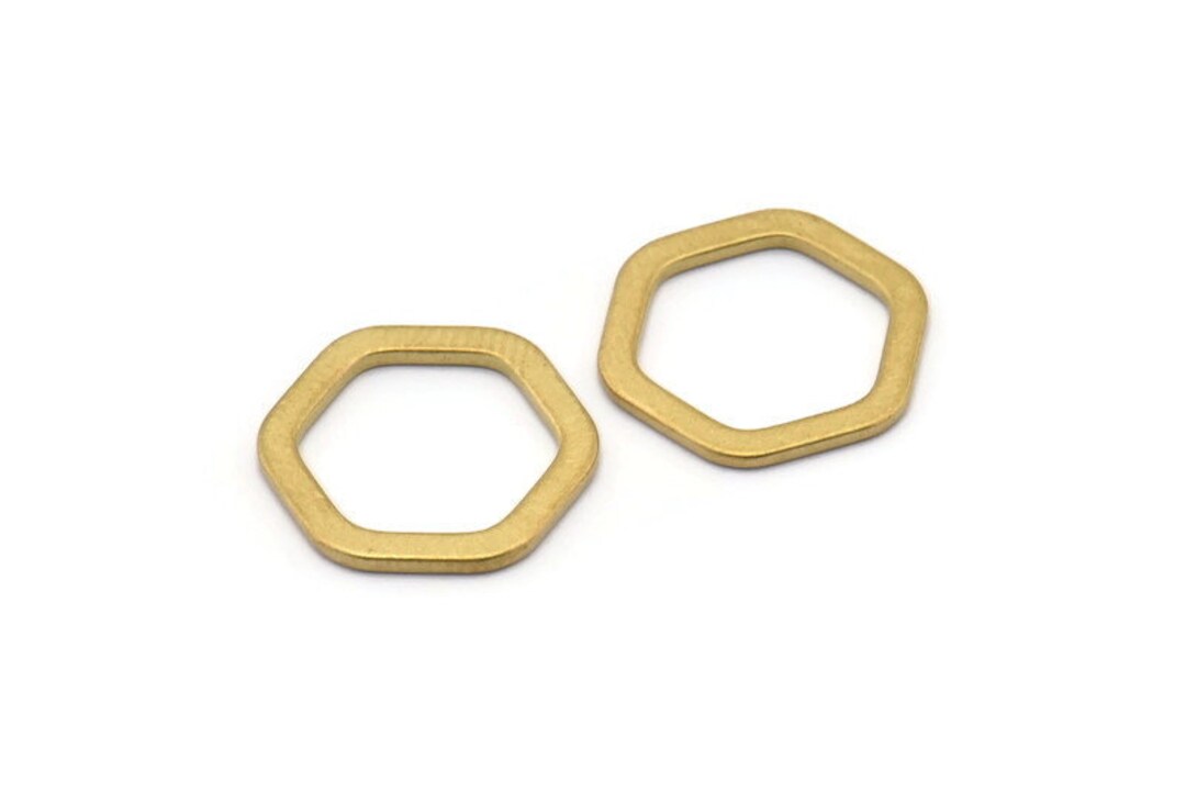 Small Hexagon Connector, 12 Raw Brass Hexagon Connector Rings (16x2x1 ...
