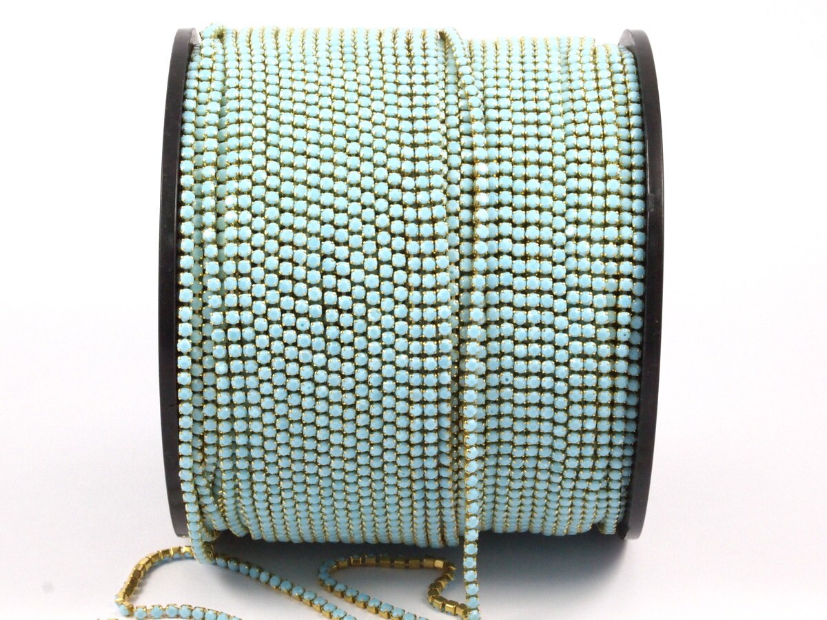 Turquoise Rhinestone Chain 3 Feet 2.5mm Turquoise Glass | Etsy