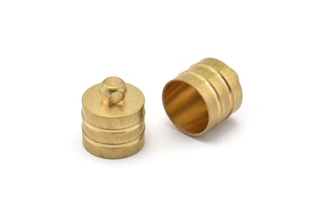 Brass End Cap, 10 Raw Brass End Cap, Cord Tip -9mm Cord End - (10x11 ...