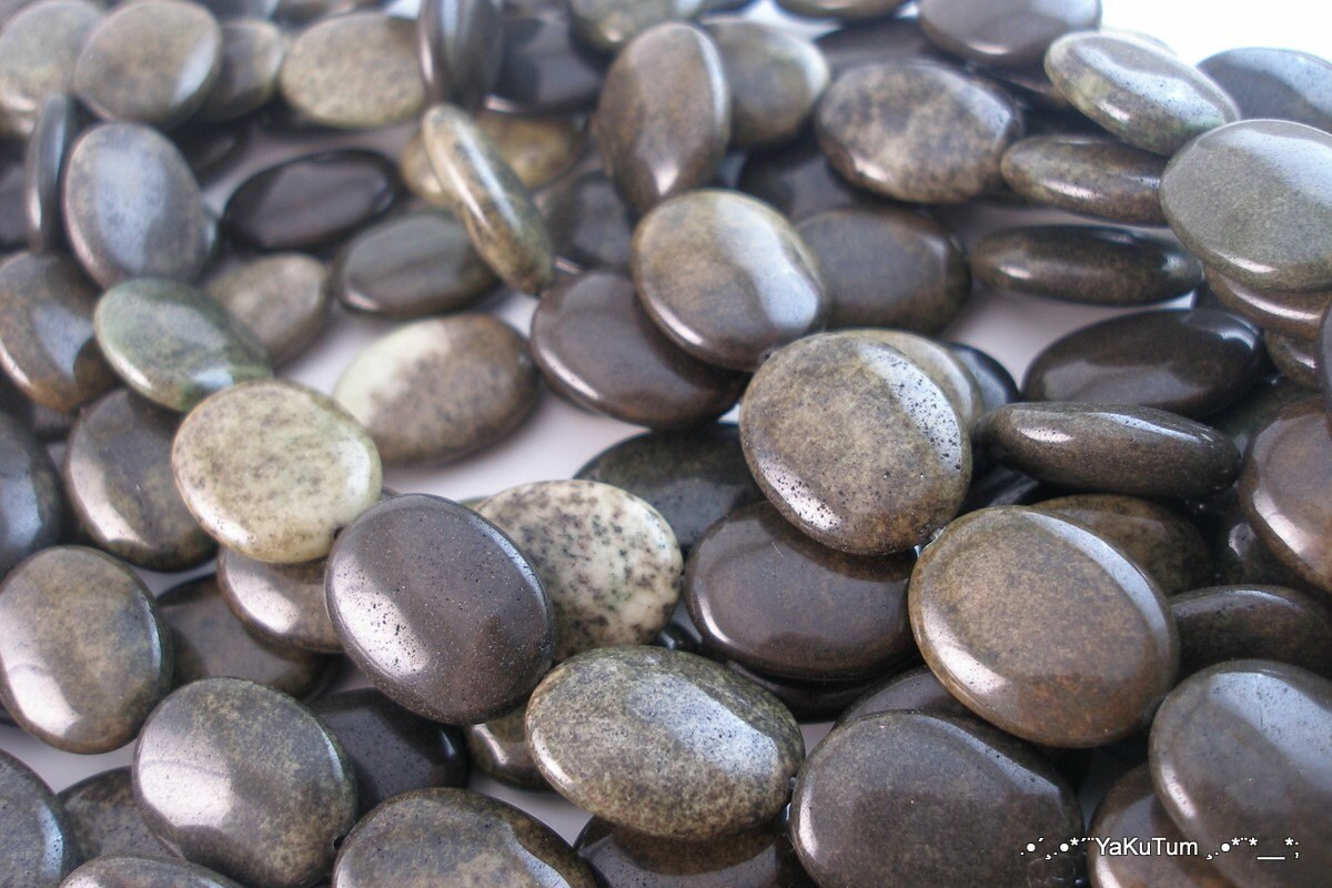 Full Strand Apple Stone 20x15 Mm Flat Oval Gemstone Beads G24 | Etsy