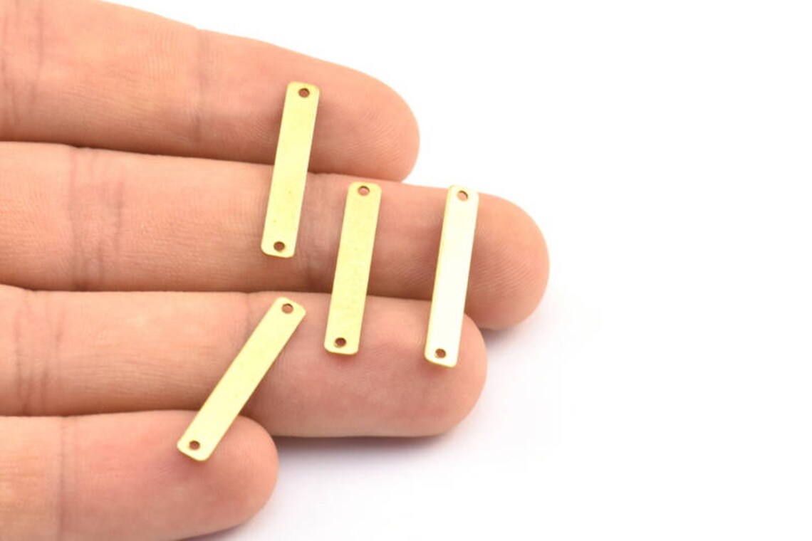 Brass Rectangle Bar 50 Raw Brass Rectangle Connectors With 2 | Etsy