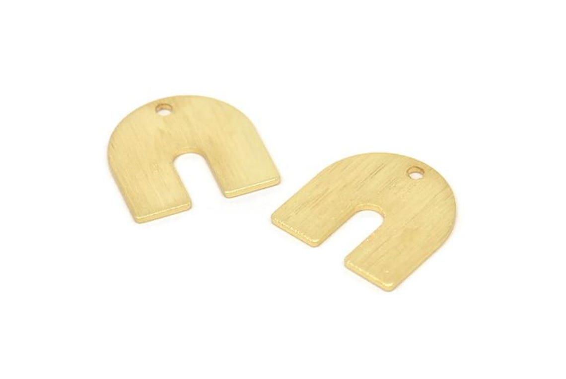 Gold U Shape Charm, 6 Textured Gold Plated Brass U Shaped Charms With 1 ...