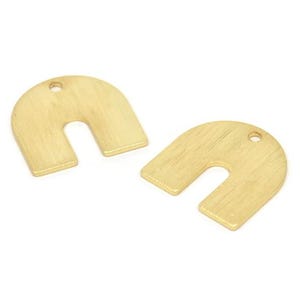Gold U Shape Charm, 6 Textured Gold Plated Brass U Shaped Charms With 1 ...