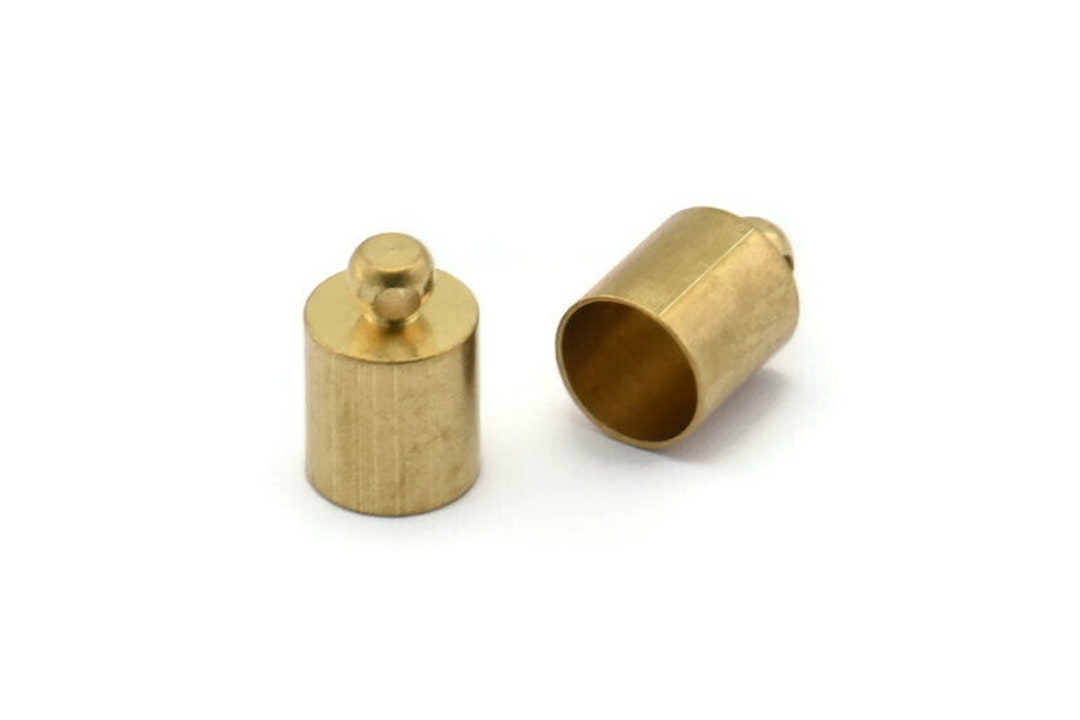 Brass Barrel End, 50 Raw Brass Barrel End With Loop - Leather Cord Ends ...
