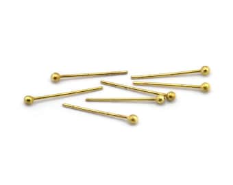Head Pin 0.6mm X 50mm . Jewerlry Findings . 16K Polished Gold Plated ...