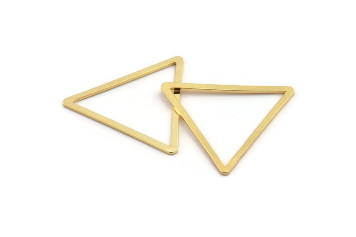 Gold Triangle Charm, 4 Gold Plated Brass Triangle Rings, Findings ...