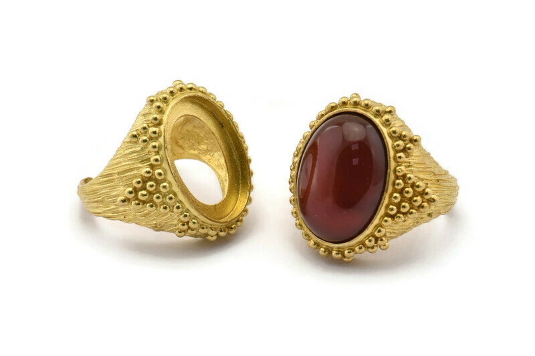 Brass Duke Ring, Raw Brass Duke Rings, Adjustable Rings, Stone Setting ...