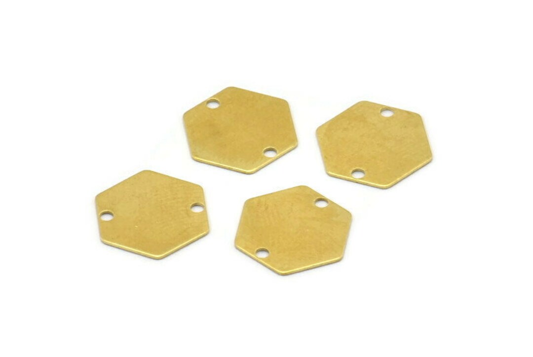 Brass Hexagon Tag,50 Raw Brass Hexagon Stamping Blank Tag Connector ...