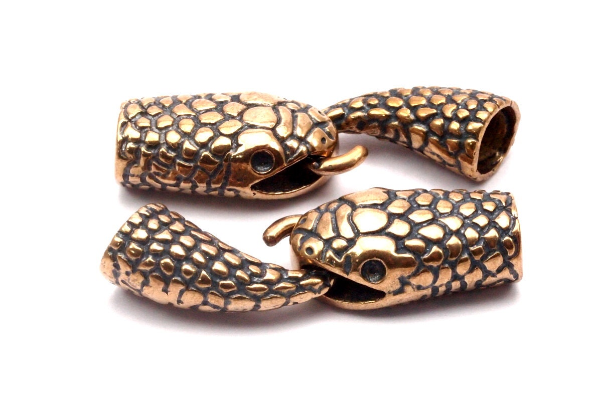 Snake Leather Clasp Oxidised Bronze Snake Leather Clasp Hole | Etsy