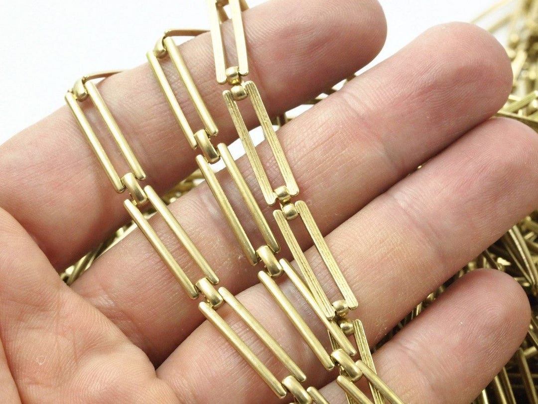 Rectangle Link Chain, 1 M. Raw Brass Rectangle Link Chain (20x5mm ...