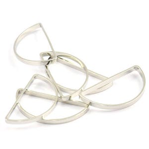 Silver Half Moon Connector, 24 Silver Tone Semi Circle Connectors ...