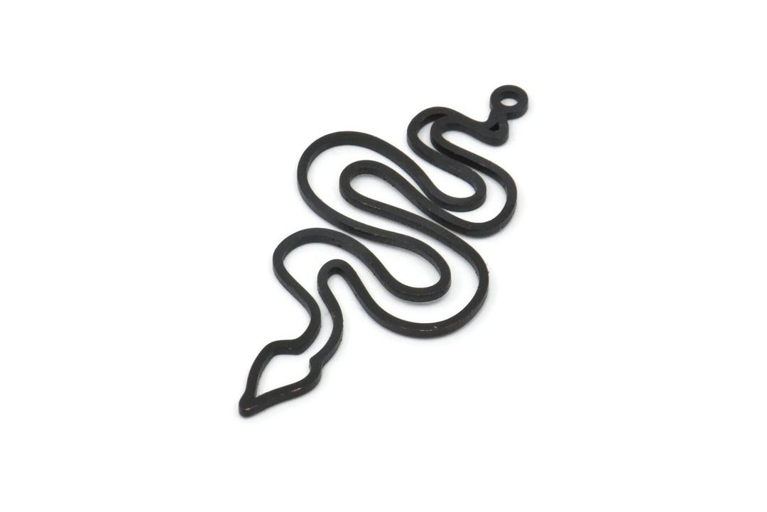 Black Snake Charm, 6 Oxidized Black Brass Snake Charms With 1 Loop ...