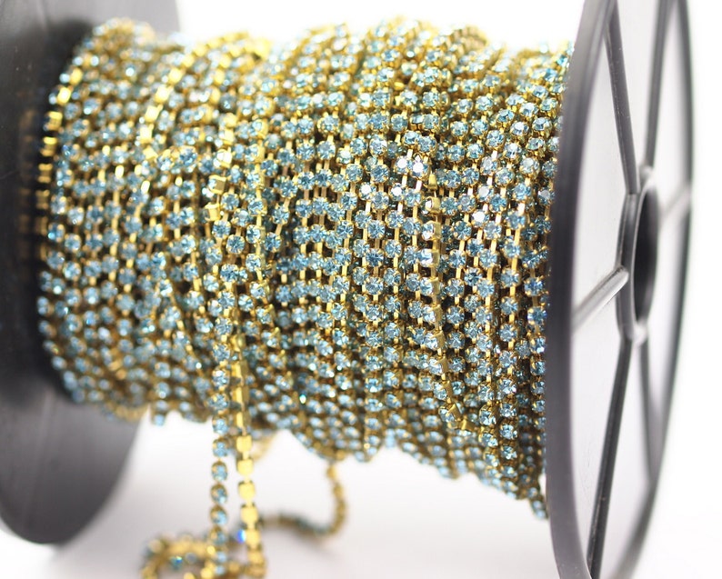 Blue Rhinestone Chain 1 M 2.5mm Aquamarine Rhinestone Chain | Etsy