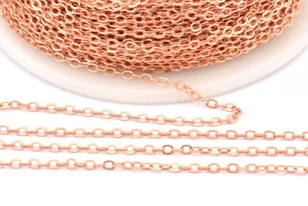 Rose Gold Link Chain, 3m-5m-10m-20m-50m-90m Rose Gold Tone Brass ...