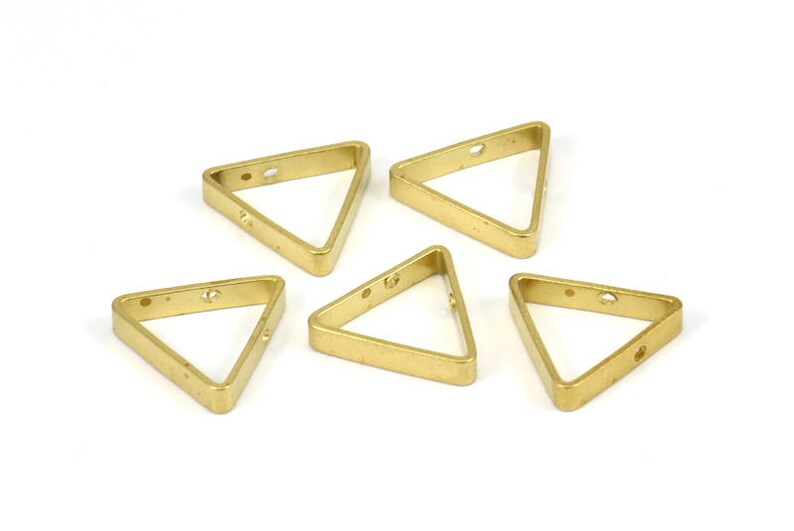 Brass Triangle Charm 12 Raw Brass Triangles With 2 Holes | Etsy