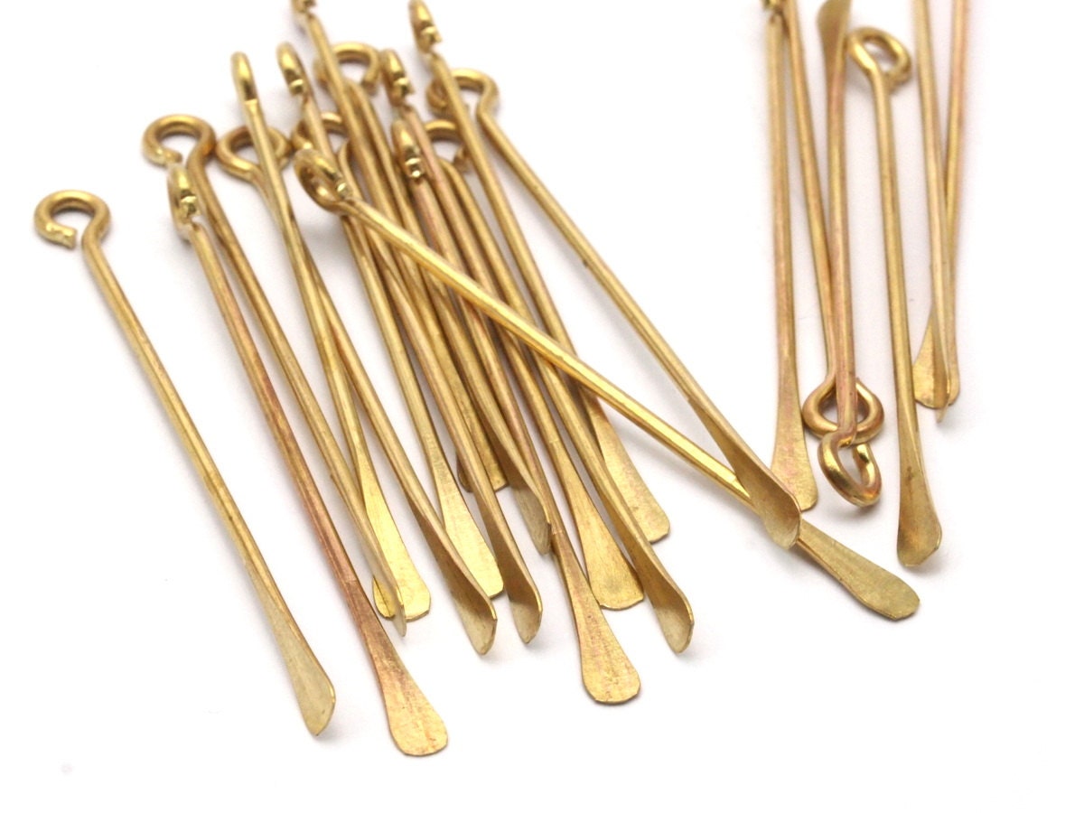 Paddle Eye Pins, 12 Raw Brass Paddle Eye Pins Customized Size (20-25-30 ...