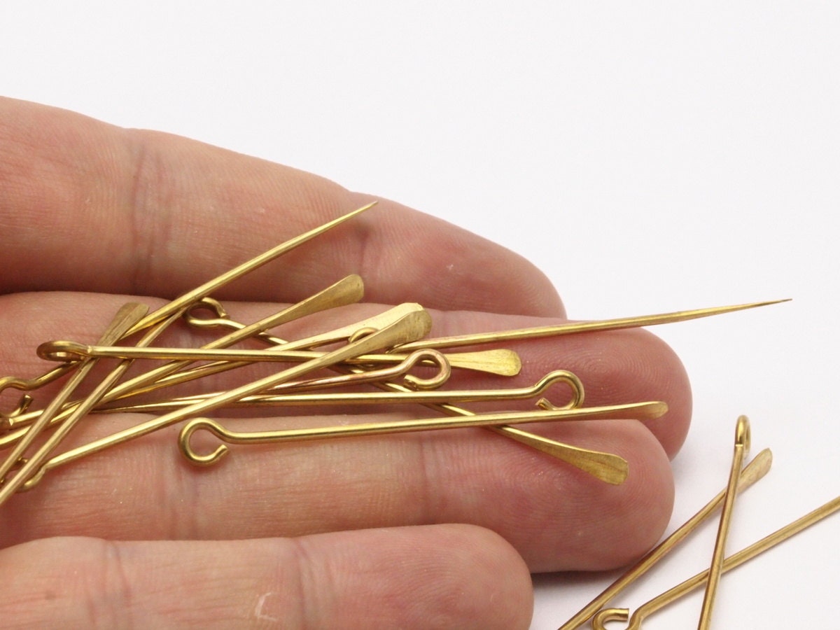 Paddle Eye Pins, 12 Raw Brass Paddle Eye Pins Customized Size (20-25-30 ...