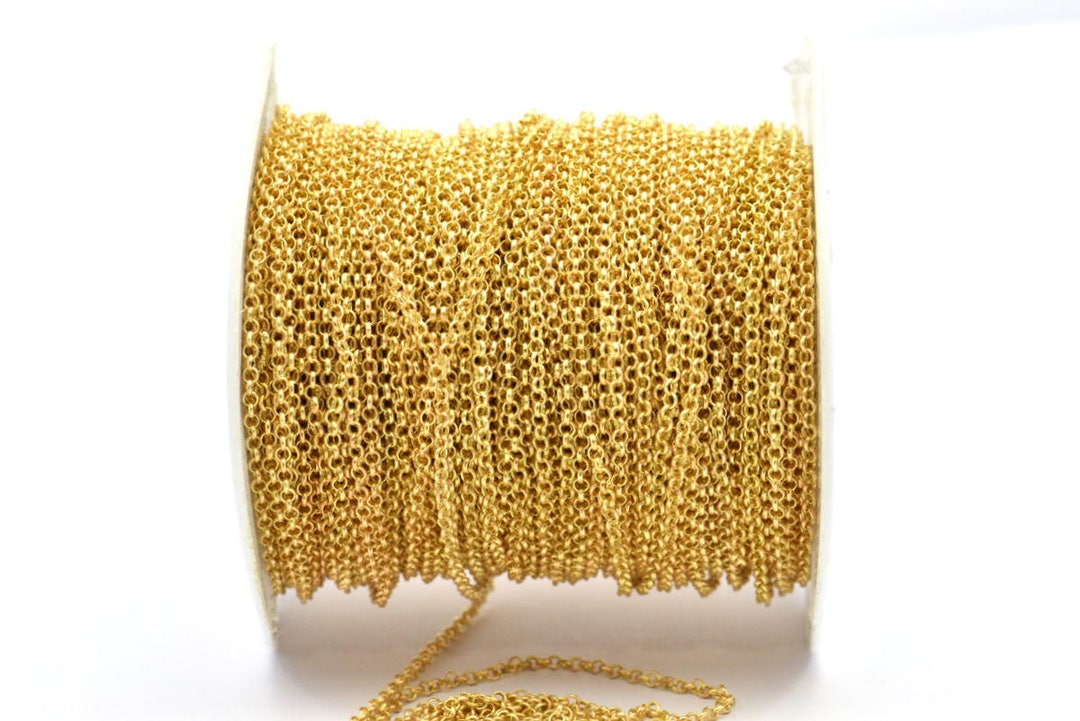 Raw Brass Rolo Chain, Soldered Brass Rolo Belcher Chain (2.5mm) RB 8-18 ...