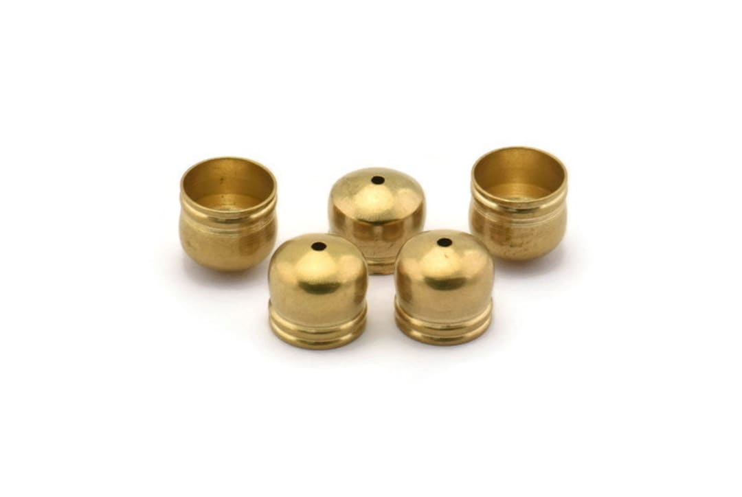 Brass End Cap, 20 Raw Brass Cord Tip End Cap , Cord End - (7x8mm) B0025 ...