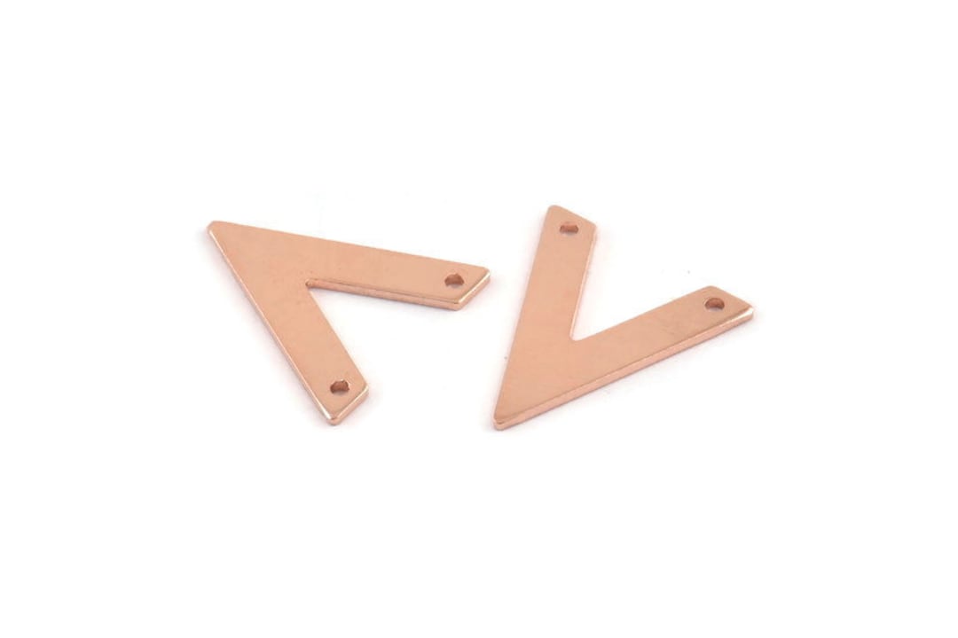 Copper V Shape, 24 Raw Copper V Shaped Charms With 2 Holes (19x18x1mm ...
