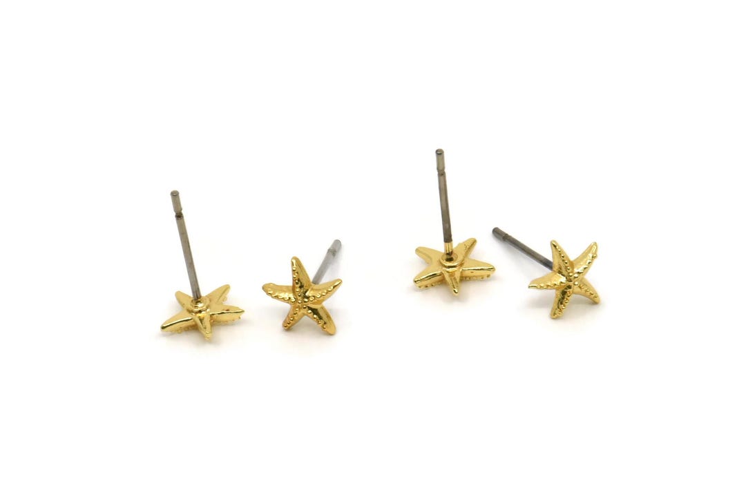 Boucle d'oreille étoile de mer dorée, 12 clous d'oreilles étoiles de ...