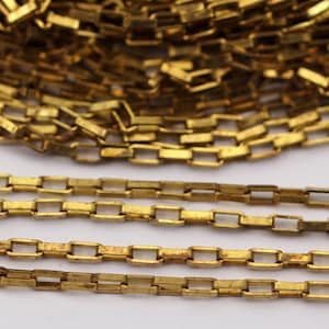 2mm Link Chain, 10 M. Rectangle Raw Brass Chain, Open Link (3.5x2mm ...