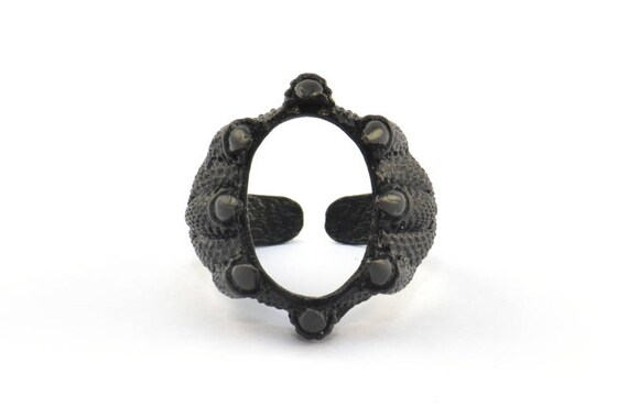 Heir Ring Settings 1 Oxidized Brass Black Adjustable Heir to | Etsy