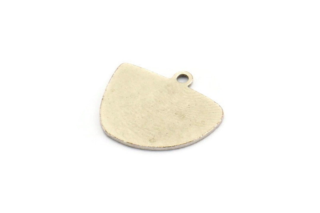 Semi Circle Charm, 8 Antique Silver Plated Brass Irregular Shaped Semi ...