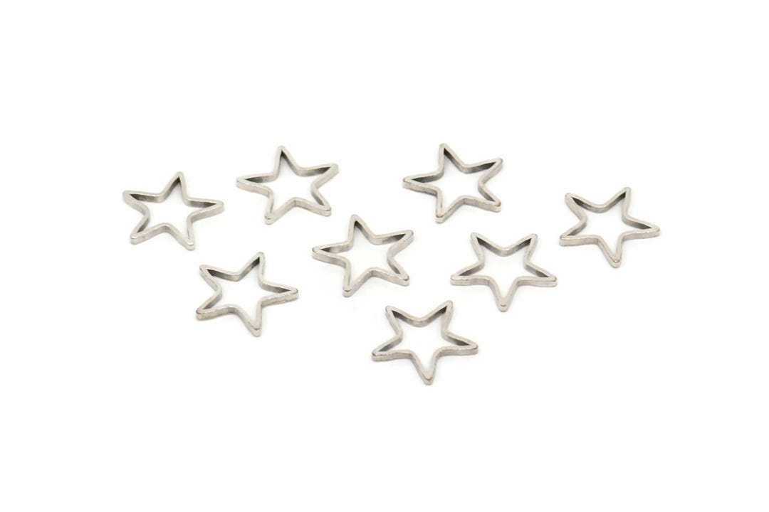 Blank Star Charm, 24 Antique Silver Plated Brass Star Connectors ...