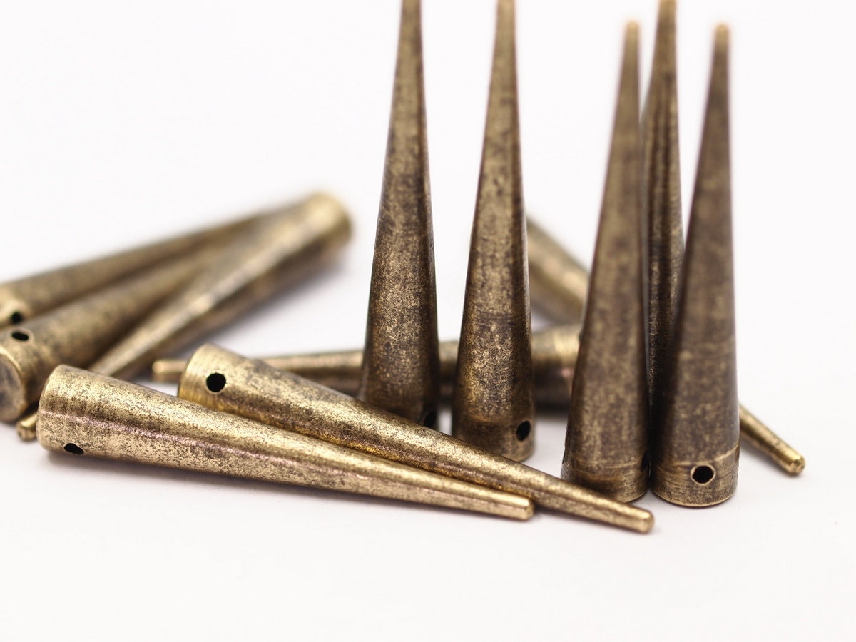 Antique Brass Spike 5 Antique Brass Spike Pendant 40x7mm | Etsy