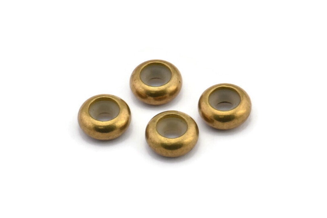 Silicone and Brass Bead Keeper, 12 Raw Brass Bead Keeper, Silicone and ...