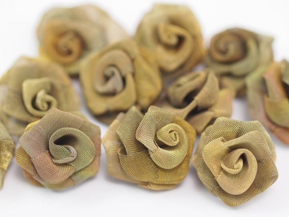 Brass Rose Charm 5 Raw Brass Wire Mesh Folded Rose Sculpture | Etsy