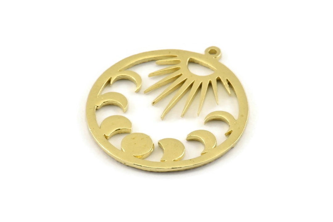 Moon Phases Charm 2 Raw Brass Crescent Moon Charms With 1 - Etsy