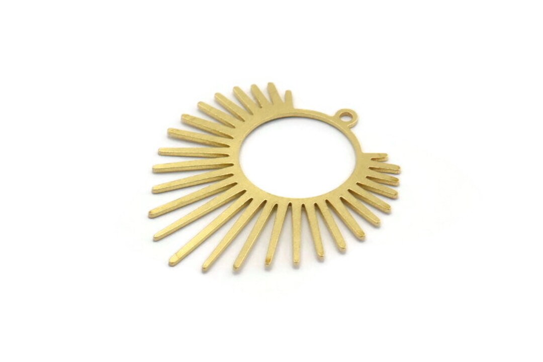 Brass Sun Charm, 8 Raw Brass Sunshine Charms With 1 Loop, Pendants ...