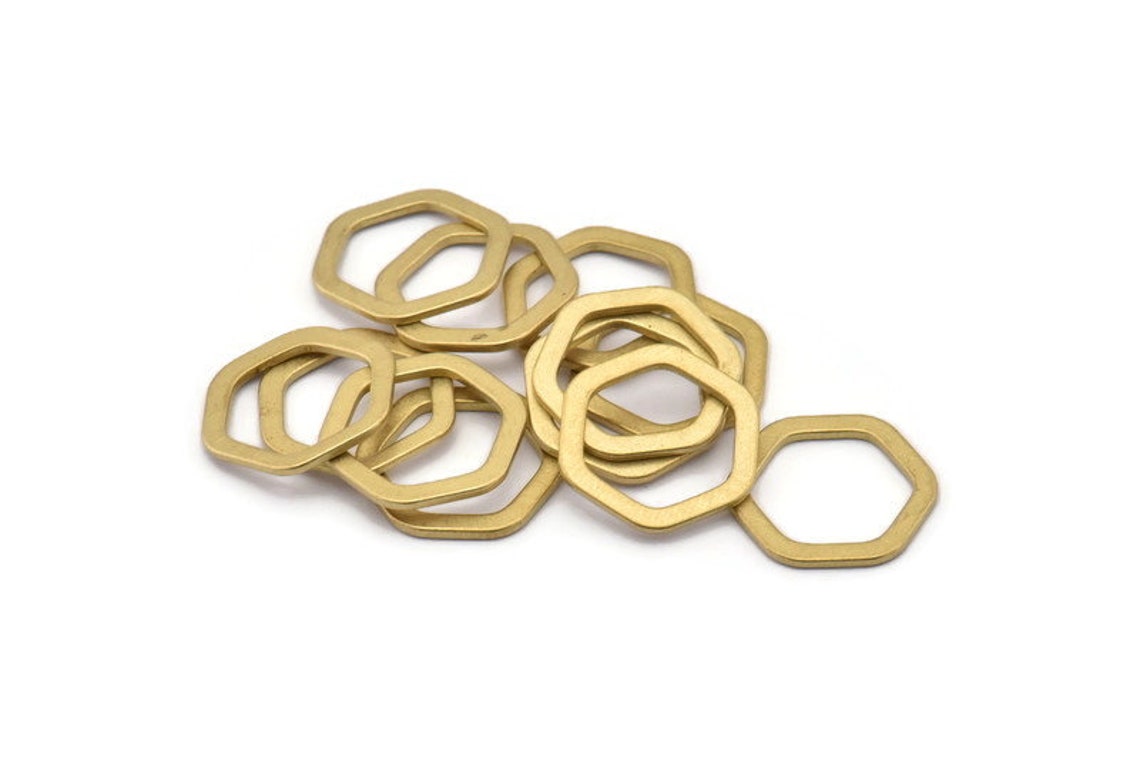 Small Hexagon Connector 12 Raw Brass Hexagon Connector Rings - Etsy