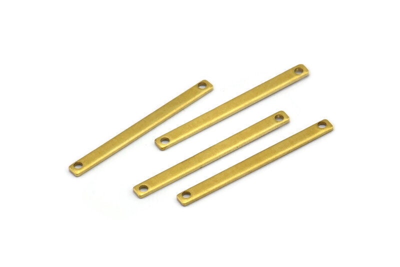 Tiny Bar Pendant 24 Raw Brass Connector Bars With 2 Holes - Etsy