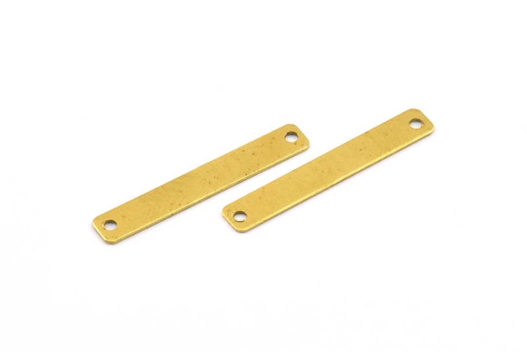 Brass Rectangle Bar, 50 Raw Brass Rectangle Connectors With 2 Holes ...