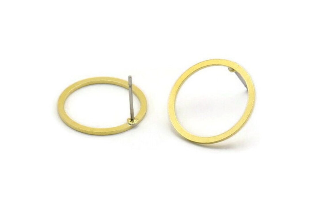 18mm Circle Earring - 8 Raw Brass Circle Stud Earrings (18x1.3x0.80mm ...