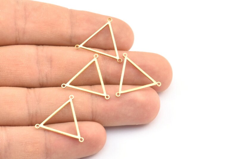 Brass Triangle Connector, 24 Raw Brass Triangle Connectors With 3 Loops ...