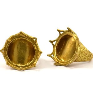 Crown Ring Settings - 1 Raw Brass Crown Ring Setting With Pad Size 20mm ...