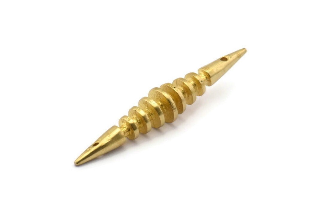 Brass Spike Pendant, 2 Raw Brass Spike Tribal Pendants With 2 Holes ...