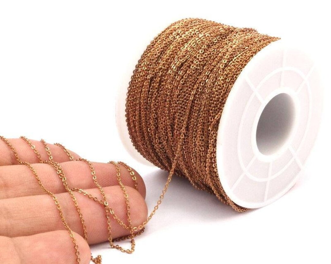 Red Brass Chain, 20 M - (1.2x1.5mm) Red Brass Soldered Chain - ( Z147 ...