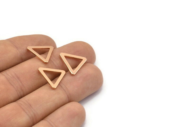 Tiny Triangle Connector, 8 Rose Gold Plated Brass Triangle Connectors ...