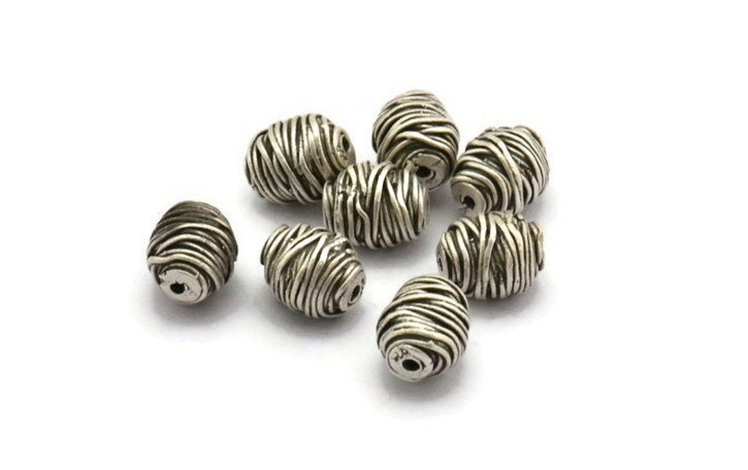 Silver Spool Beads, 2 Antique Silver Plated Brass Spool Shaped Beads ...