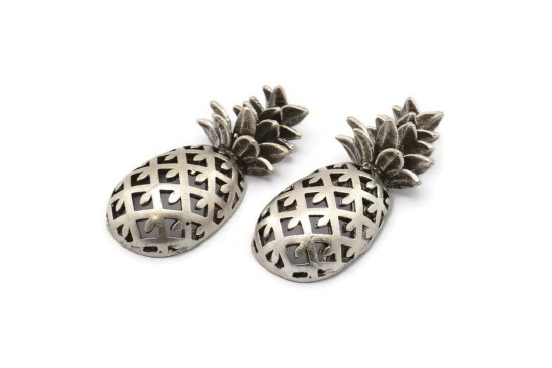 Silver Pineapple Pendant, Antique Silver Plated Brass Pineapples ...