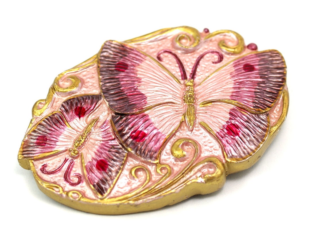 Pink Butterfly Buckle, 1 Vintage Pink Butterfly Handcraft Belt Buckle ...