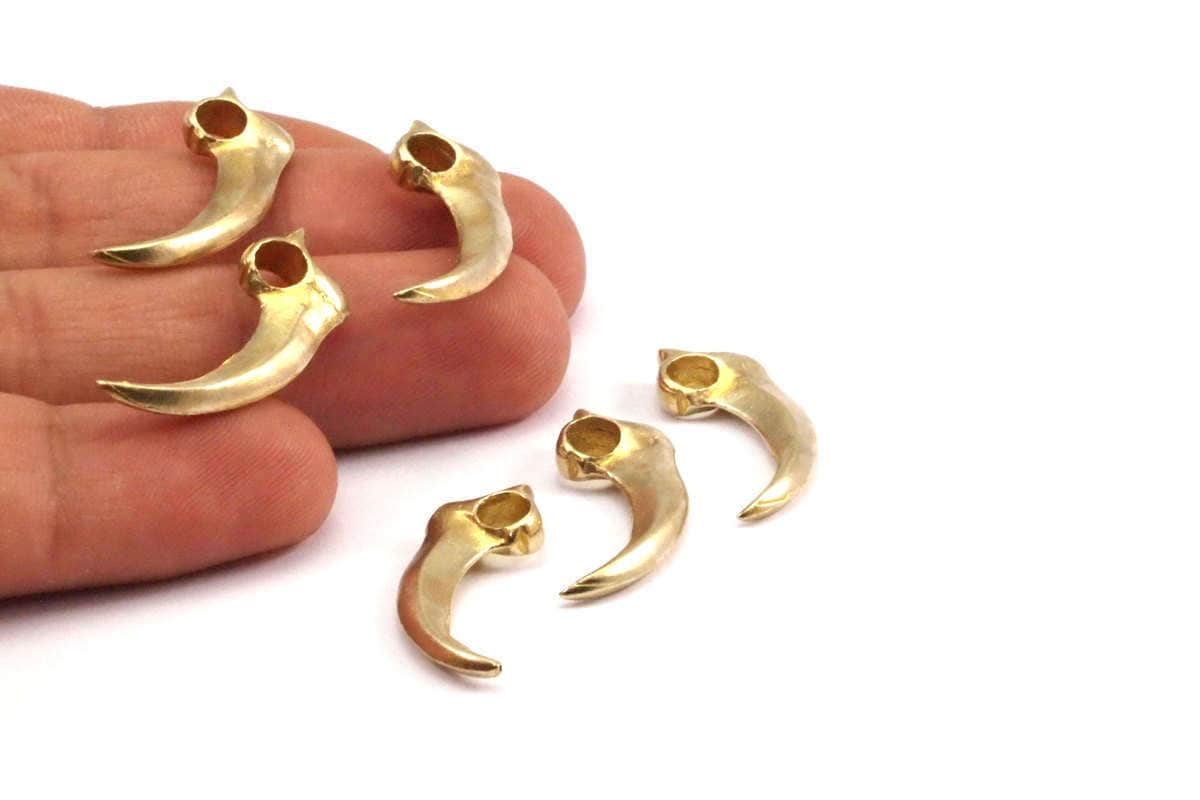 Brass Tiger Tooth 2 Raw Brass Tiger Tooth Necklace Pendants - Etsy