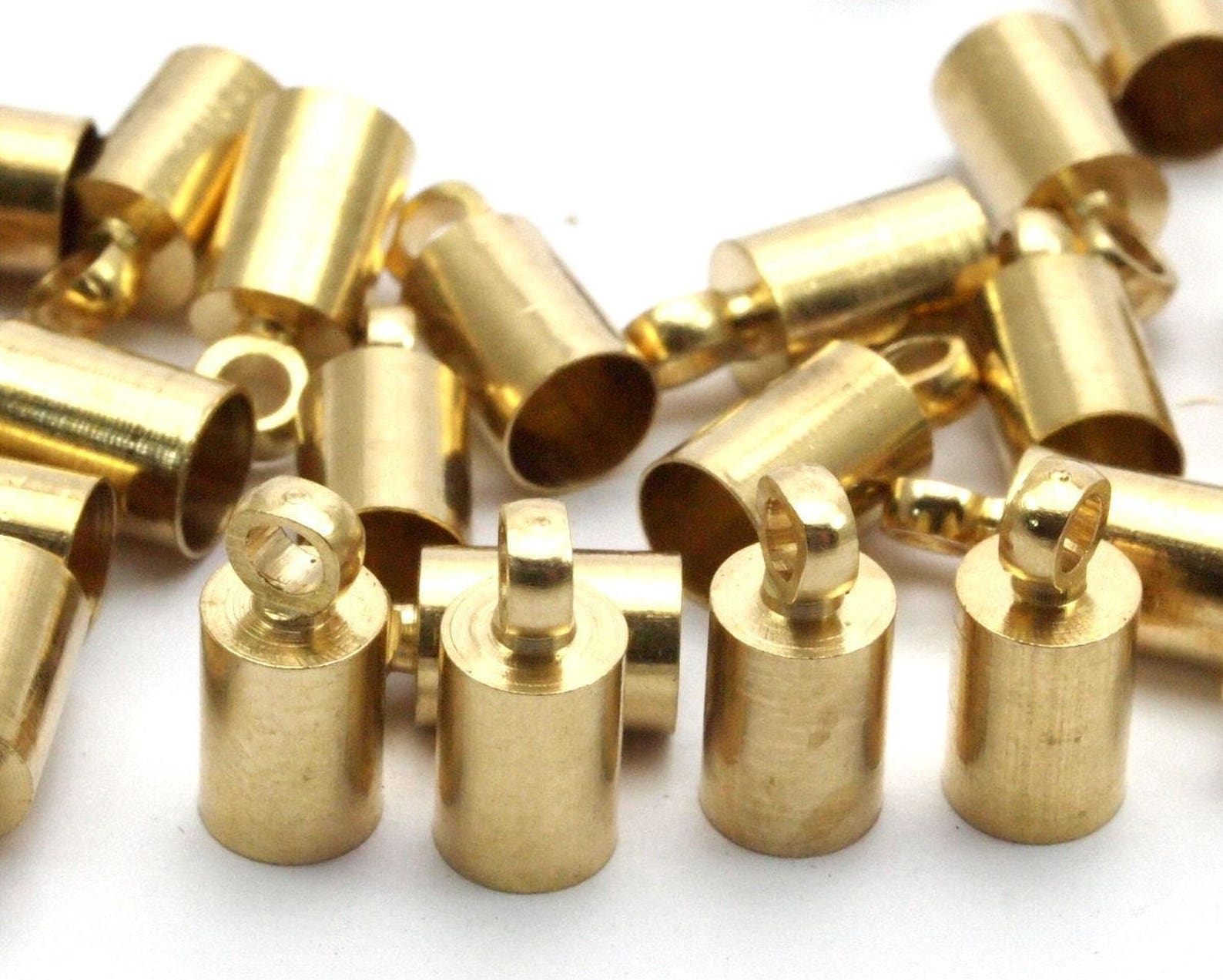 Brass Barrel End 50 Raw Brass Barrel End With Loop Leather | Etsy